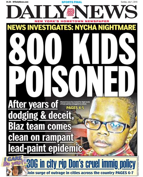 Daily News Front Covers On Nycha New York Daily News