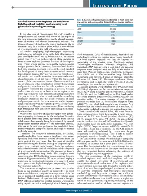 Pdf Archival Bone Marrow Trephines Are Suitable For High Throughput