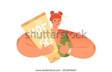 Redhead Girl Sunburn Redness Hold Spf Stock Vector Royalty Free