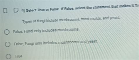 Solved Select True Or False If False Select The Statement That Makes