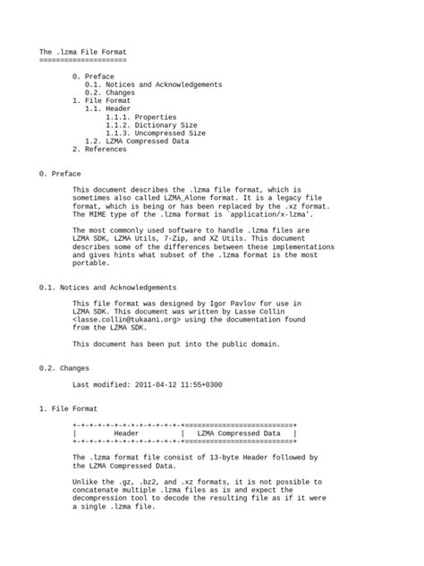 Lzma File Format Pdf Computer Engineering Computer Programming
