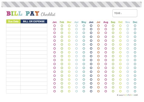 Bill Payment Checklist Template