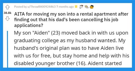 Father Kept Canceling Sons Job Applications Mother Moved Son To A Rental Apartment Defused