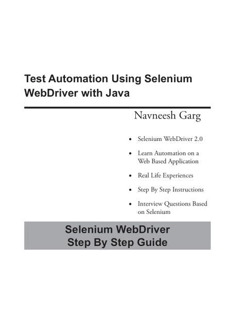 Test Automation Using Selenium Webdriver With Java Pdf