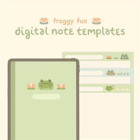 Cute Digital Note Templates Froggy Fun For Goodnotes Samsung Notes