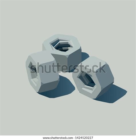 Low Poly Hex Nut Vector Illustration Stock Vector Royalty Free