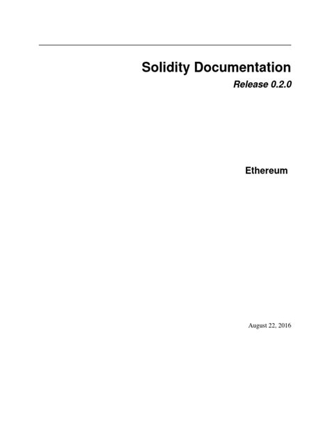 Solidity Documentation Pdf Database Transaction Integrated