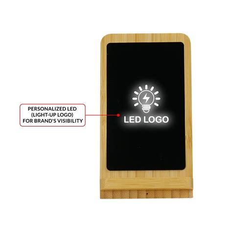 Bamboo Wireless Charger Stand With Led Logo 15w Fast Charge Magic