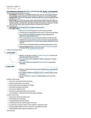 GAD Reviewerr Notes On Some GAD Lectures GENDER AWARENESS SEX VS GENDER SEX AND GENDER