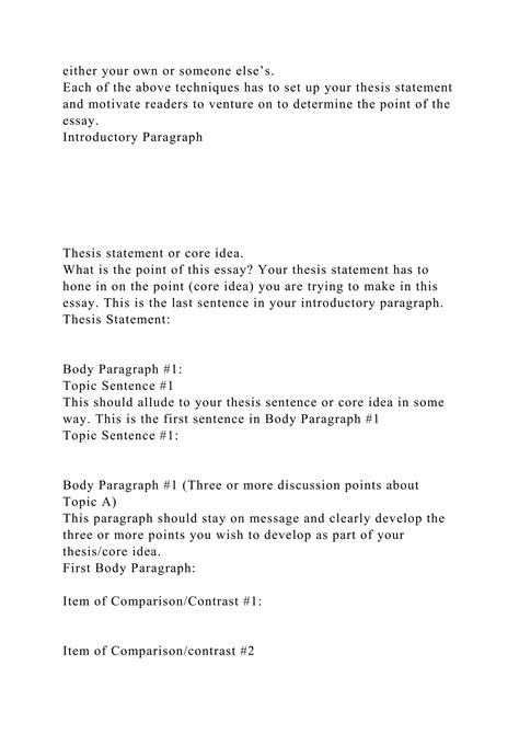 The Comparison And Contrast Block Comparison Essay Templatethe Bdocx