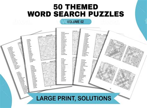 50 Themed Word Search Puzzles Large Print Brain Game Pdf Download Etsy