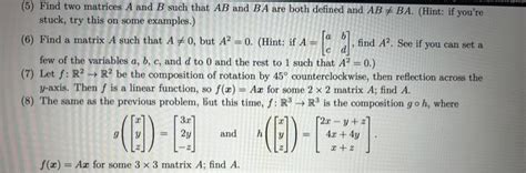 Solved Find Two Matrices A And B Such That AB And BA Are Chegg Com