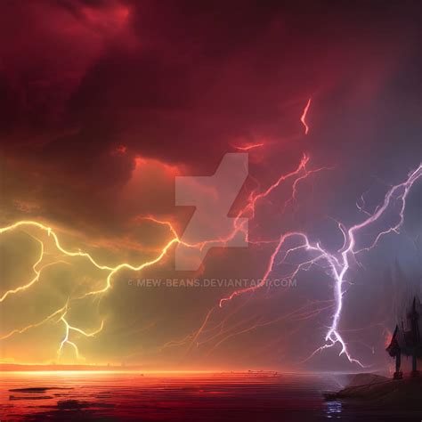 Electrical Storm At The Beach By Mew Beans On Deviantart