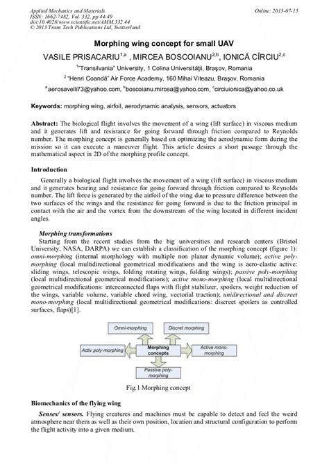 Morphing Wing Concept For Small Uav Scientific Net