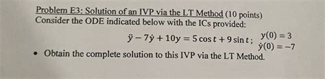 solved problem e3 solution of an ivp via the lt method 10