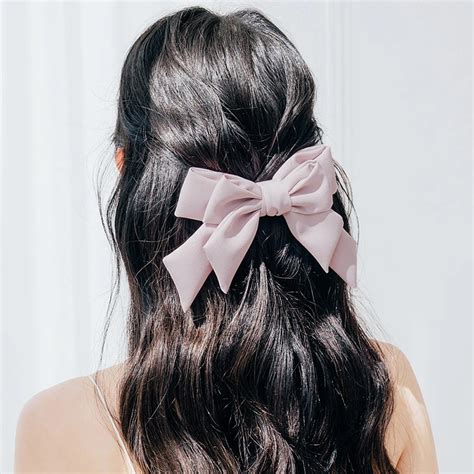 여자 블랙 새틴 활 머리 핀 여자에 대 한 크리스탈 긴 리본 헤어 클립 빈티지 바 너트 바렛 헤어 액세서리 고품질 Aliexpress