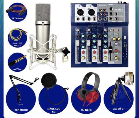 Combo Mixer F4 Bluetooth Và Micro U87 Phố Phụ Kiện