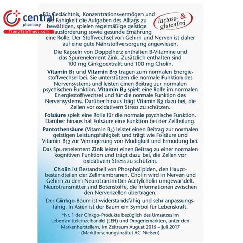 Ginkgo B Vitamine Choline Doppelherz Hỗ Trợ Tuần Hoàn Não