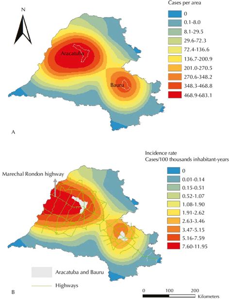 Kernel Map Showing The Number Of Human Visceral Leishmaniasis Cases Per