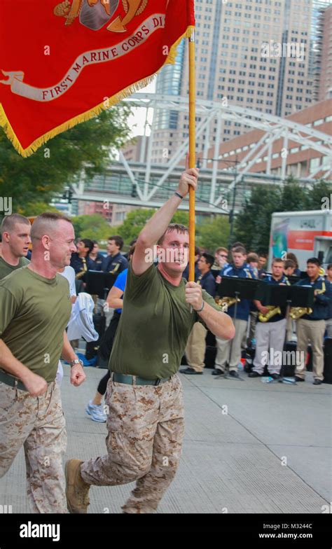 Medal Of Honor Recipient Sgt Dakota Meyer Leads A Formation Of Marines