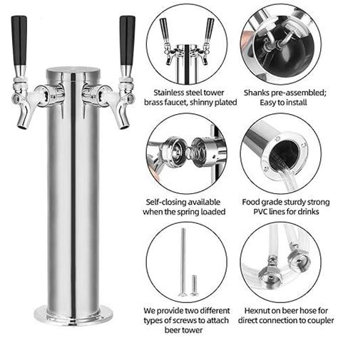 Tmcraft Kegerator Tower Kit Double Tap Beer Conversion Kit Stainless