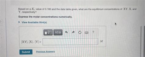 Solved Based On A Kc Value Of And The Given Data Chegg