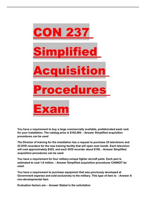 Con 237 Simplified Acquisition Procedures Exam Complete Solution Con