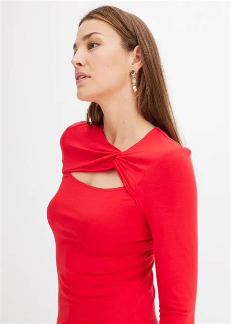 Lekker Topp Med Stilig Utringning Dyp Rød