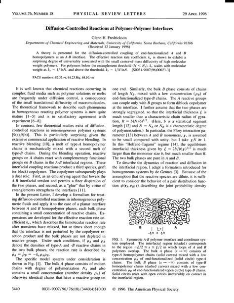 Pdf Diffusion Controlled Reactions At Polymer Polymer Interfaces