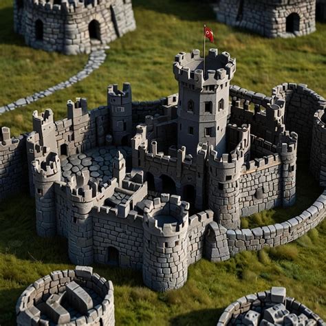 Medieval City Small Castle Dark Grey Premium Ai Generated Image