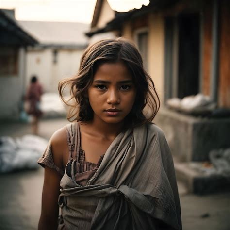 Ein Armes Mädchen Das Hungrig Ist Schmutziges Essen Isst Und Ein