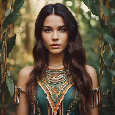 Premium Photo A Young Tribal Woman In A Forest