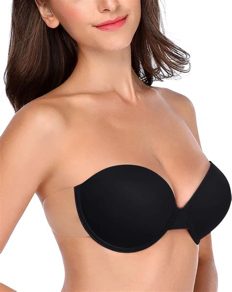 Hansca Womens Backless Strapless Push Up Bra Thick Padded Sticky