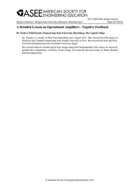 A Detailed Lesson On Operational Amplifiers Negative Feedback Pdf