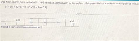 Solved Use The Vectorized Euler Method With H 05 To Find