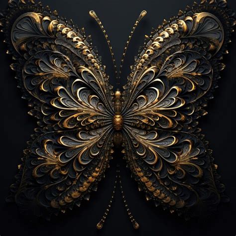 Premium Ai Image Majestic Butterfly With Fully Visible Symmetrical Wings Dark Background