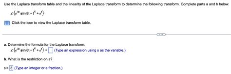 Solved Use The Laplace Transform Table And The Linearity Of