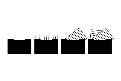 Set Of Black Folder Icons For Empty And Filled Documents Grafik Von