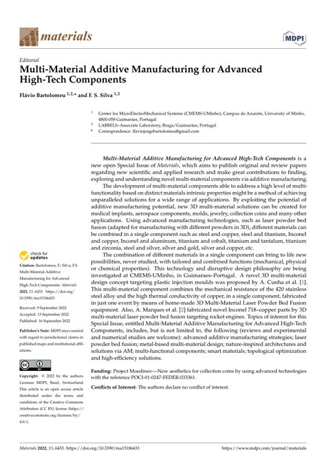 Pdf Multi Material Additive Manufacturing For Advanced High Tech Components