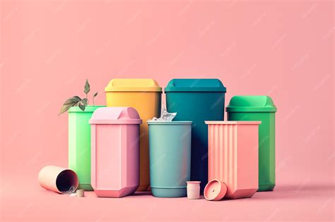 Premium Photo Sorting Bins Waste For Recycling Eco Lifestyle Ai Generated