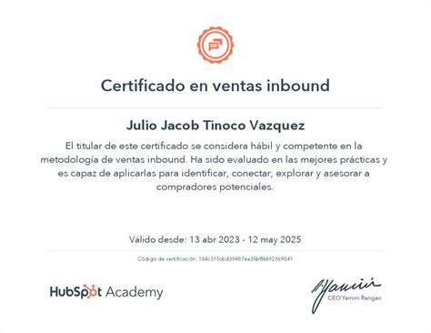 Que Interesante Certificación Julio Jacob Tinoco