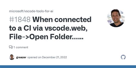when connected to a ci via vscode web file open folder doesn t