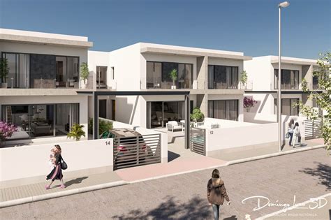 Render 3d De Viviendas Adosadas Tipo Dúplex