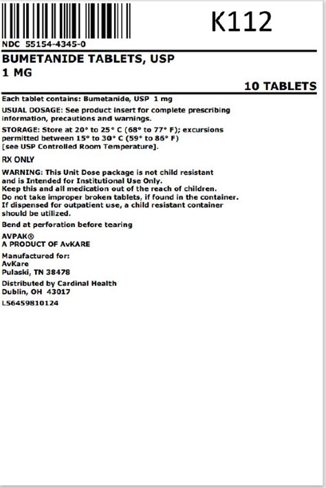 Bumetanide Tablets Package Insert