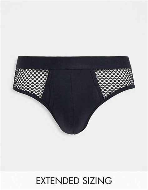 Asos Design Briefs In Wide Mesh In Black Asos