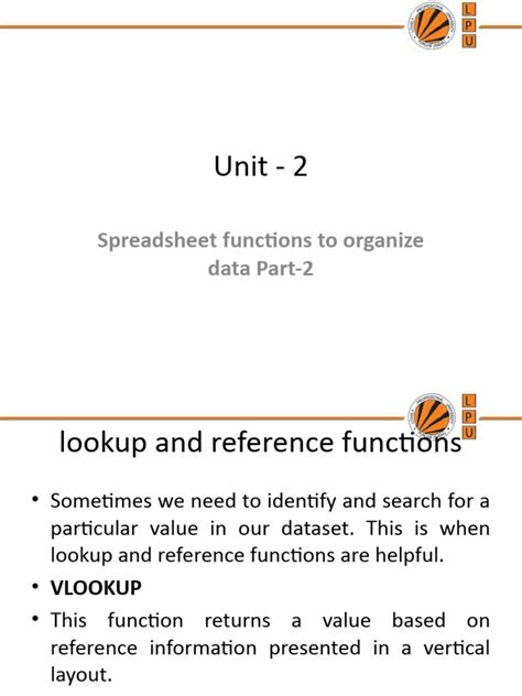 Spreadsheet Functions To Organize Data Part2 Pdf Database Index Data