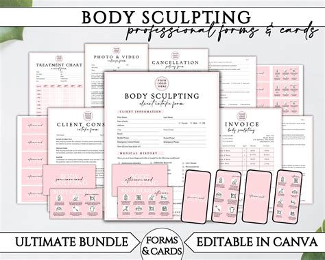 Body Sculpting Intake Forms Bundle Editable Body Contouring Consultation Consent Form