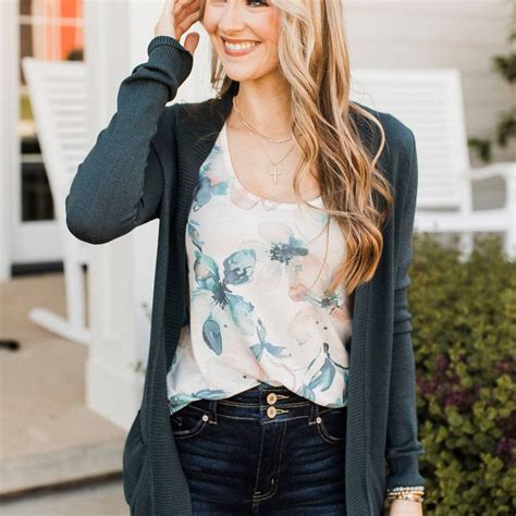 Comfortable With Myself Knit Cardigan Slate Teal The Pulse Boutique