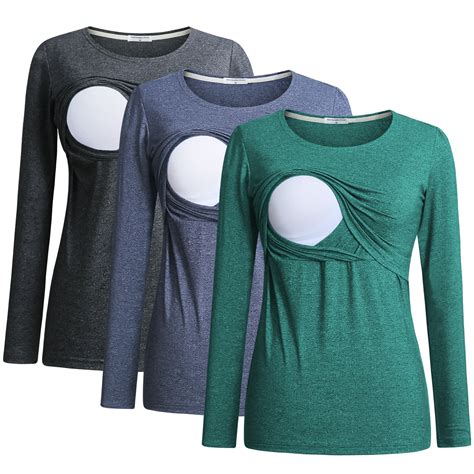 Bearsland Women Maternity Nursing Tops Long Sleeve Patchwork Layer