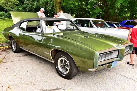 Green With Black Vinyl Top Pontiac Gto From 1968 Editorial Image